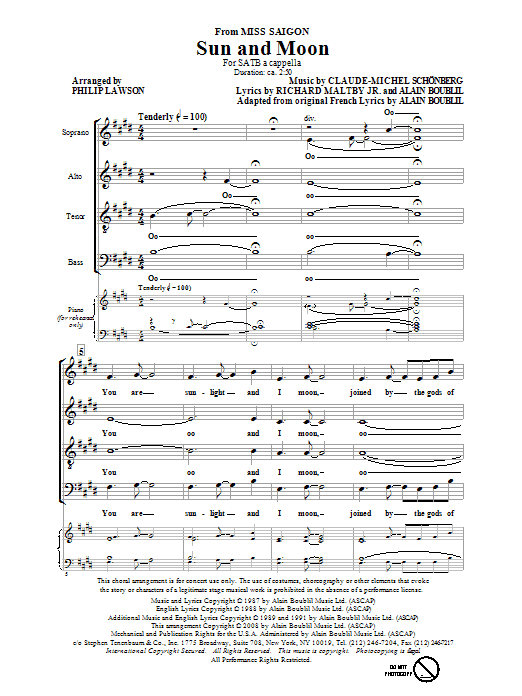 Philip Lawson "Sun And Moon" Sheet Music PDF Notes, Chords | Broadway ...