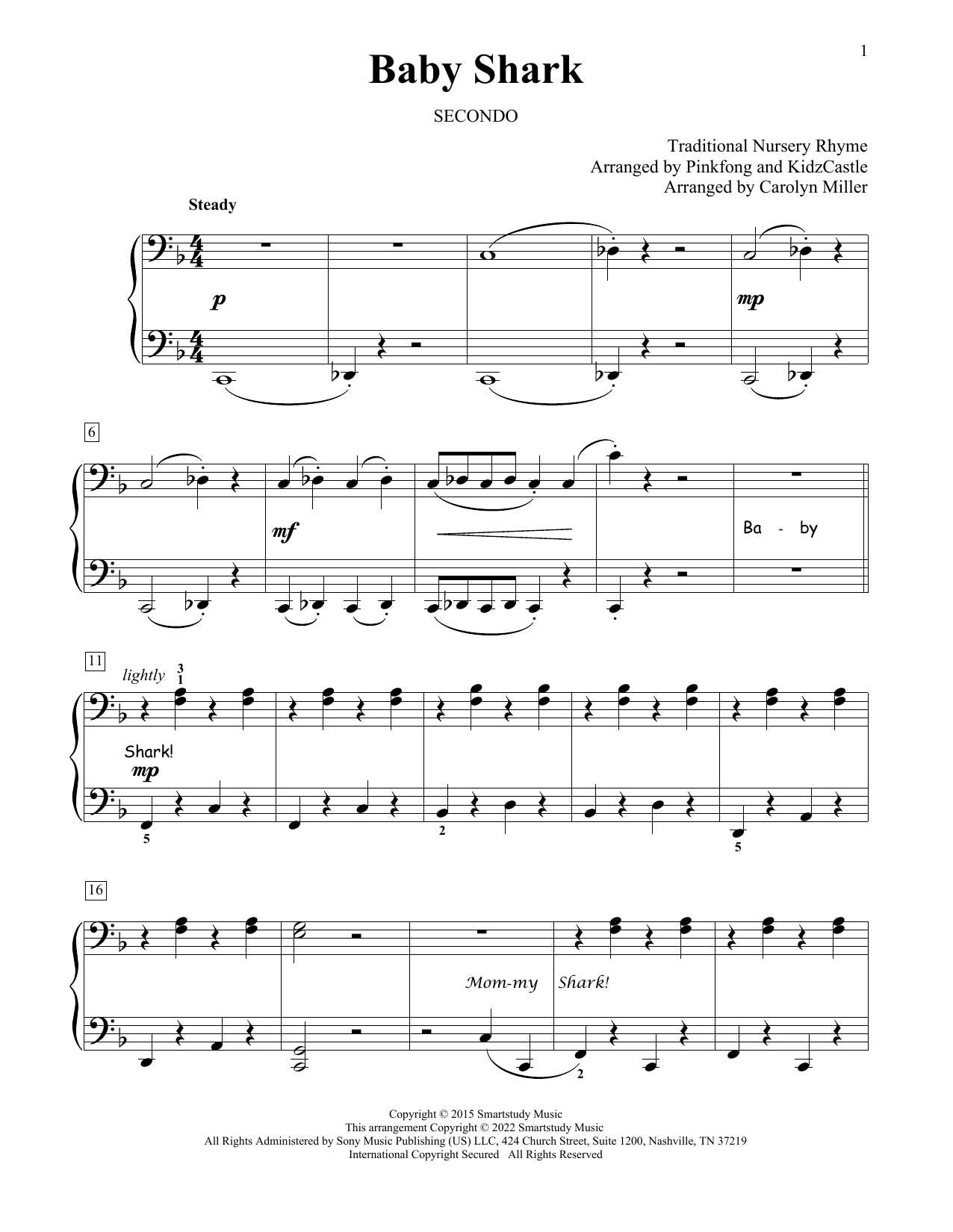Pinkfong "Baby Shark" Sheet Music for Piano Duet | Download PDF - 773104