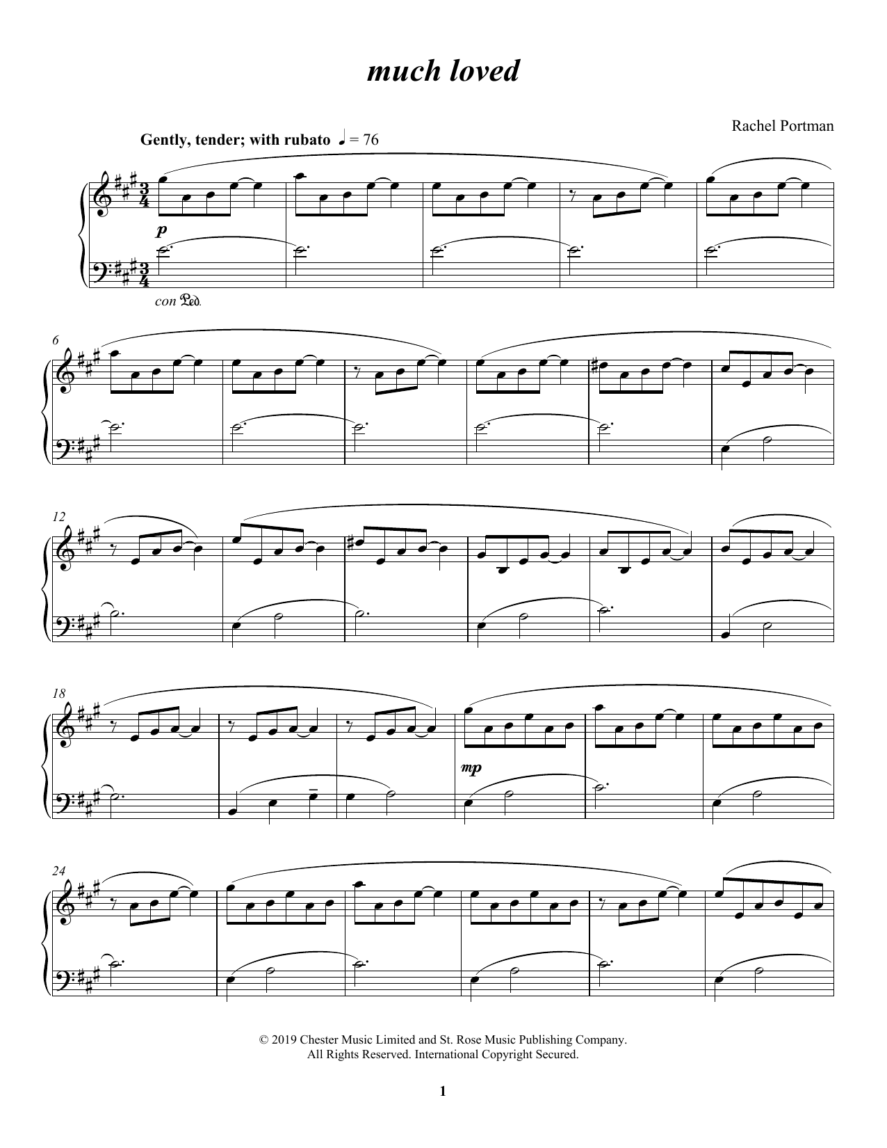 Rachel Portman "much loved" Sheet Music for Piano Solo | Download PDF ...