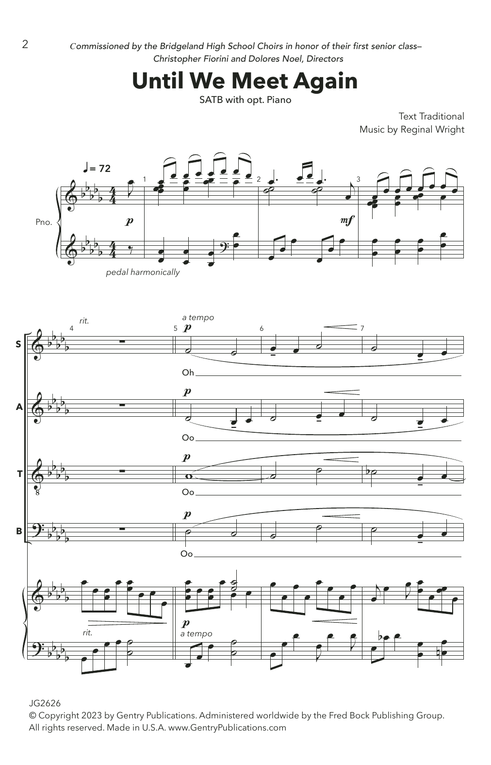 Reginal Wright "Until We Meet Again" Sheet Music & Chords for SATB ...