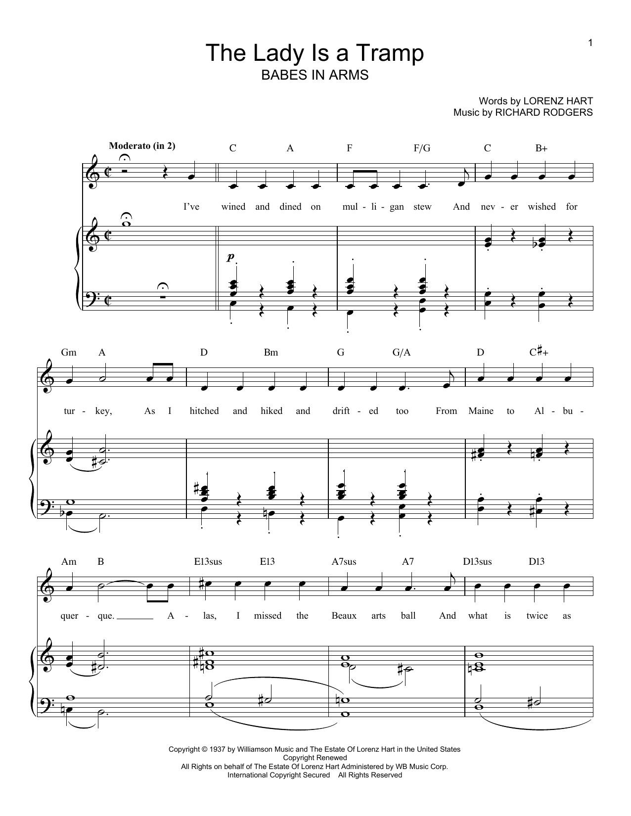 Download Rodgers & Hart "The Lady Is A Tramp" Sheet Music & PDF Chords ...