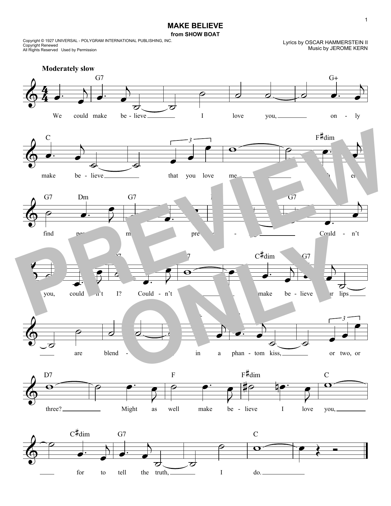 Rodgers & Hammerstein "Make Believe" Sheet Music PDF Notes, Chords ...