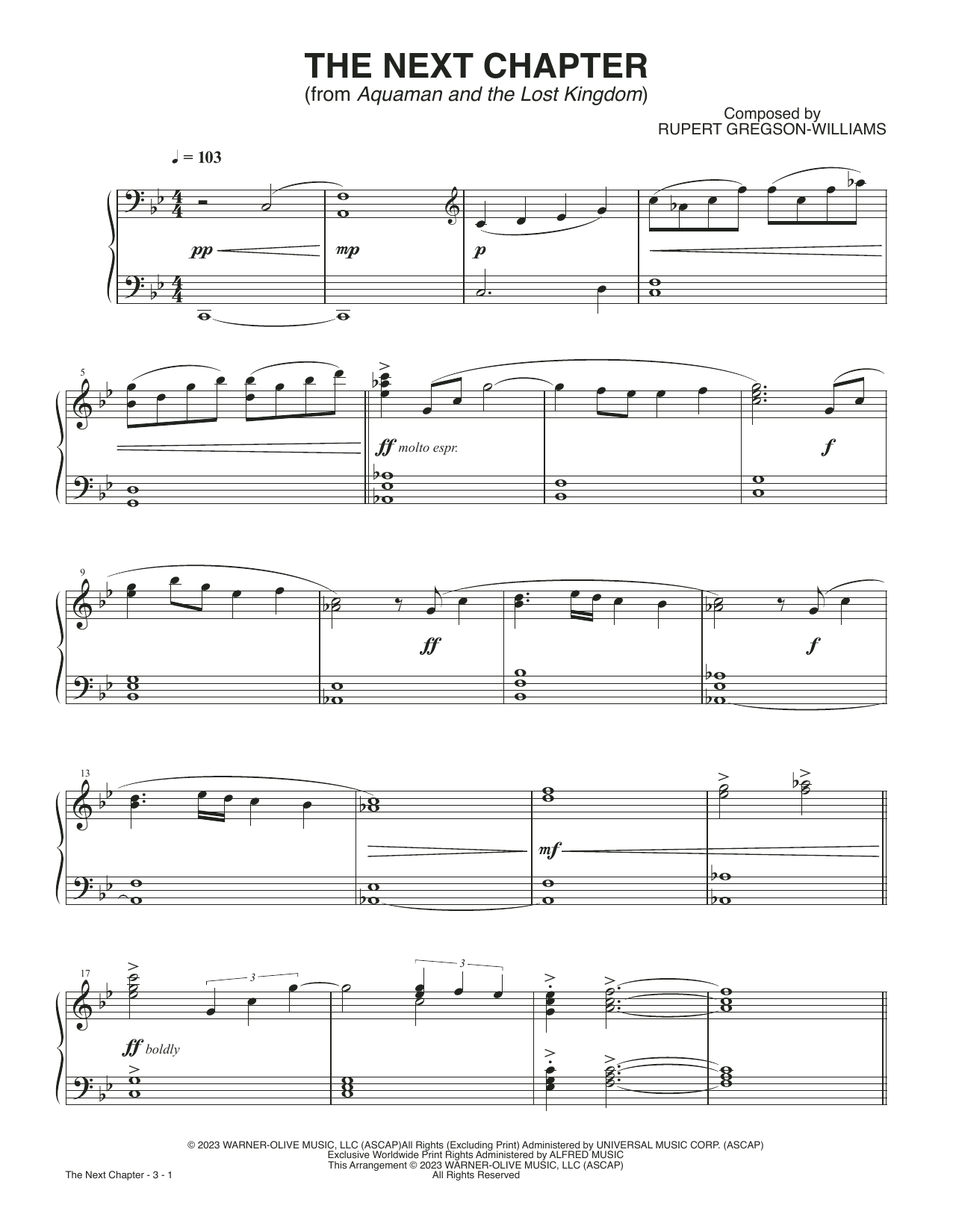 Rupert Gregson-Williams "The Next Chapter" Sheet Music for Piano Solo ...