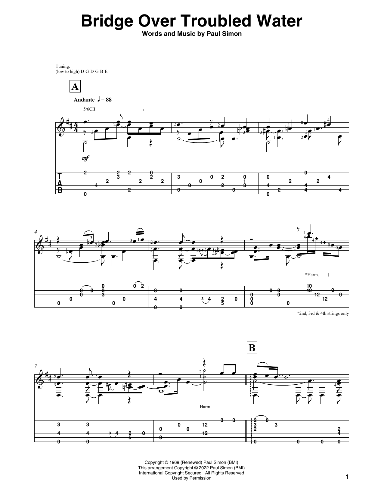 Simon And Garfunkel Bridge Over Troubled Water Arr David Jaggs Sheet