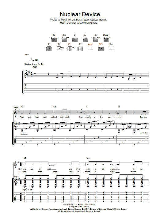 The Stranglers "Nuclear Device" Sheet Music & PDF Chords | Guitar Tab ...