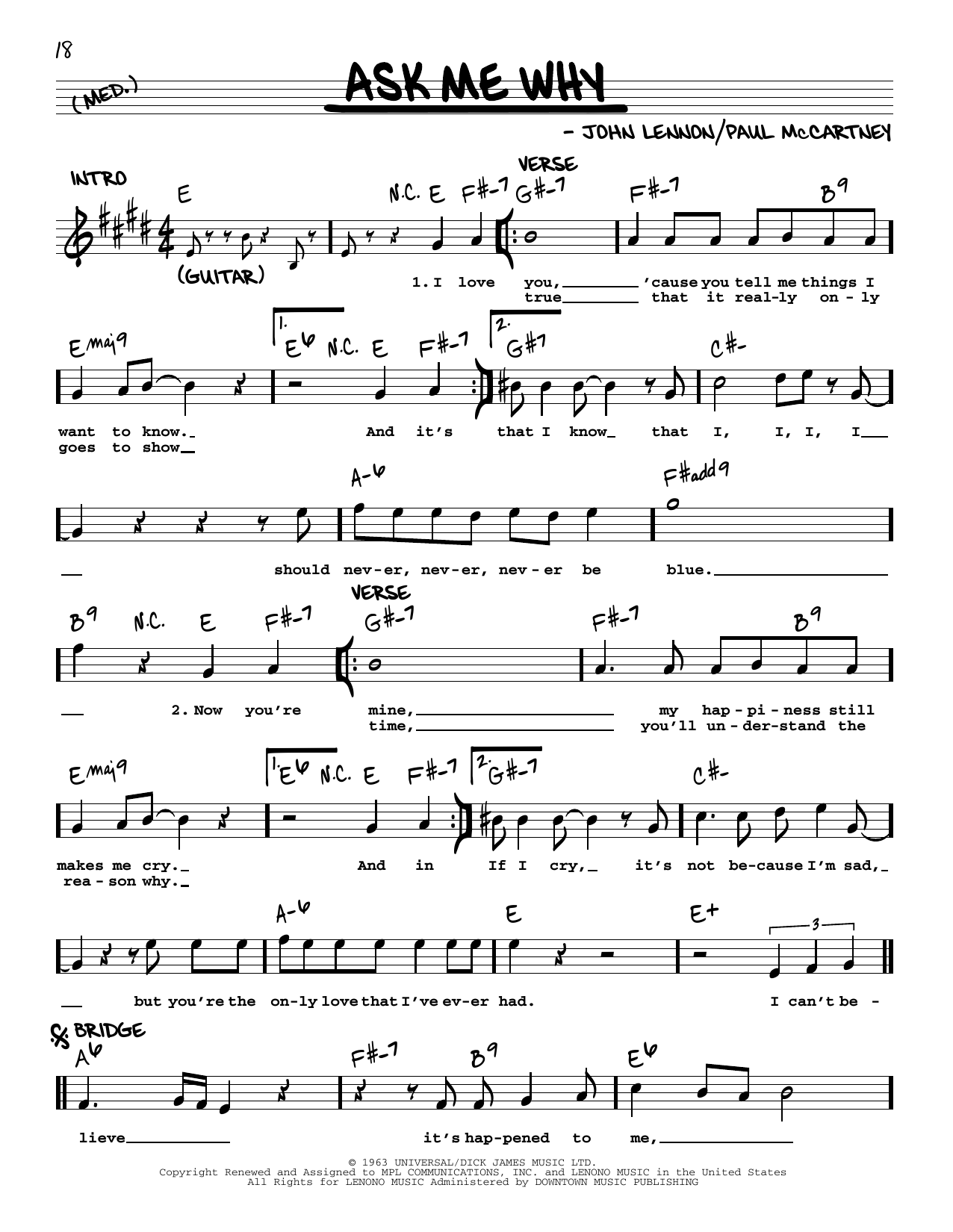 Download The Beatles "Ask Me Why [Jazz version]" Sheet Music for Real ...