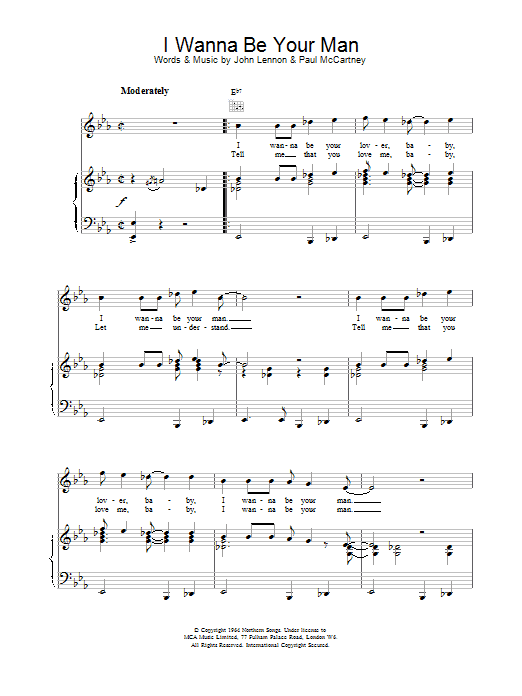 The Beatles "I Wanna Be Your Man" Sheet Music PDF Notes, Chords | Pop ...