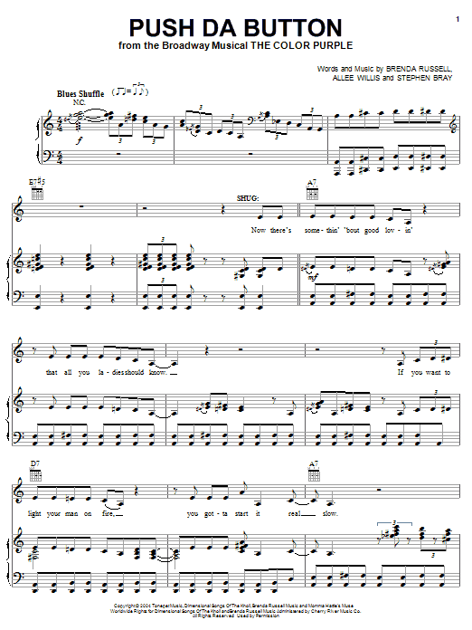 Download The Color Purple Musical Push Da Button Sheet Music For