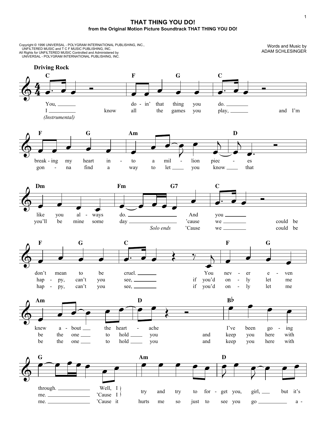 That Thing You Do Guitar Chords