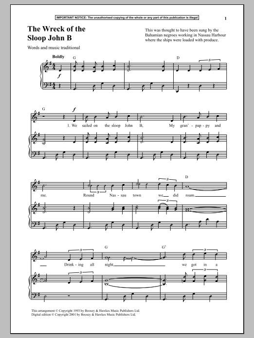 Sloop John B Guitar Chords
