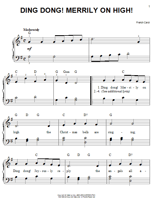 Ding Dong Merrily On High Guitar Chords