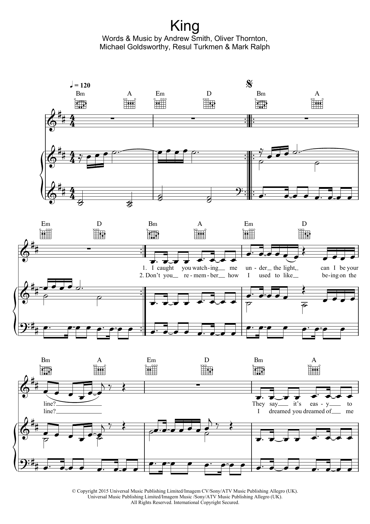 Years & Years "King" Sheet Music & PDF Chords | Piano, Vocal & Guitar ...